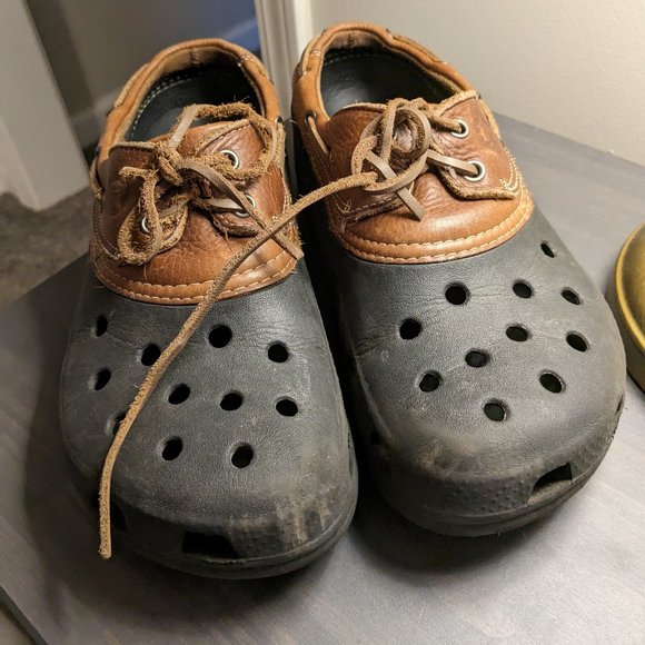 CROCS | Shoes | Crocs Clogs Mens 8 Islander Pitcrew Brown Leather Sport ...